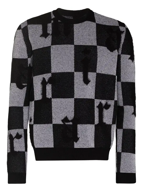 Amiri Checked Two-tone Cashmere Jumper - Black