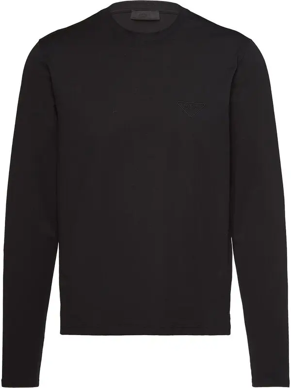 Prada Embroidered Logo Long-sleeve T-shirt