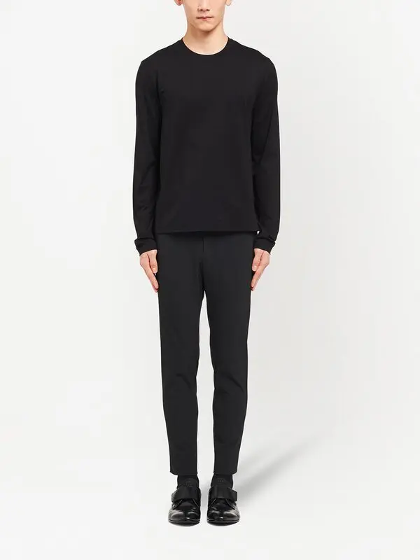 Prada Embroidered Logo Long-sleeve T-shirt
