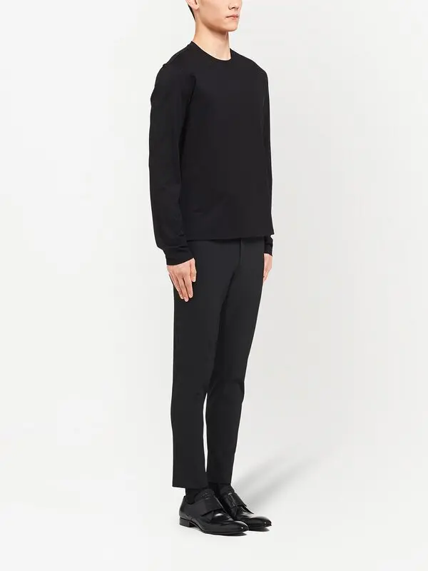 Prada Embroidered Logo Long-sleeve T-shirt