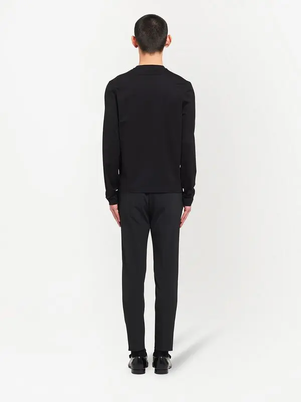 Prada Embroidered Logo Long-sleeve T-shirt