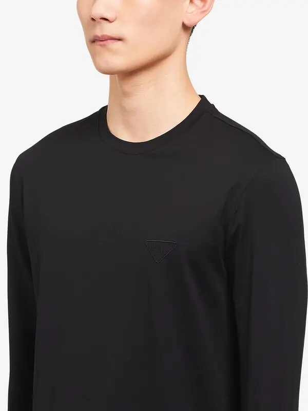 Prada Embroidered Logo Long-sleeve T-shirt