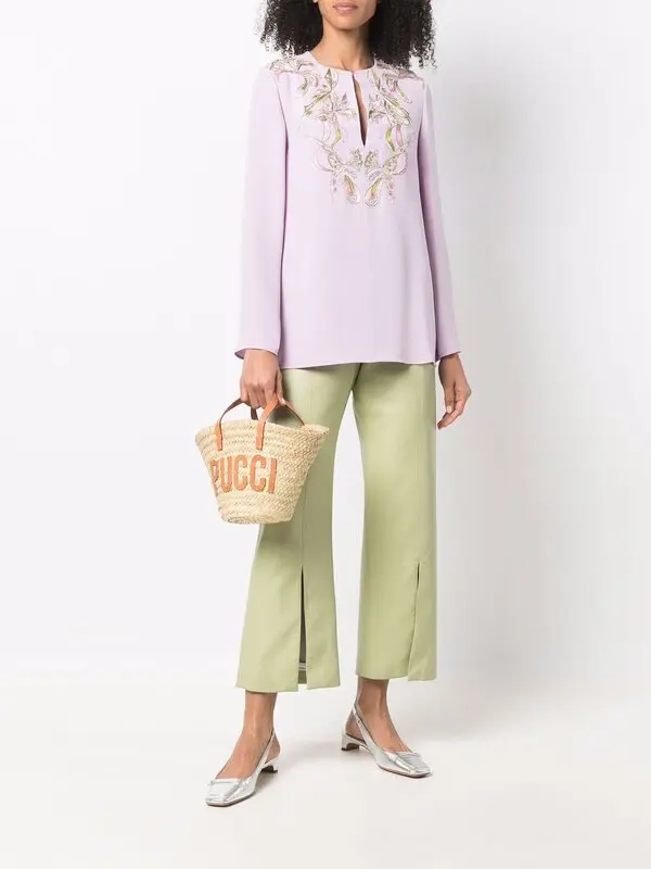 Emilio Pucci Farfalle Embroidered Long-sleeve Top