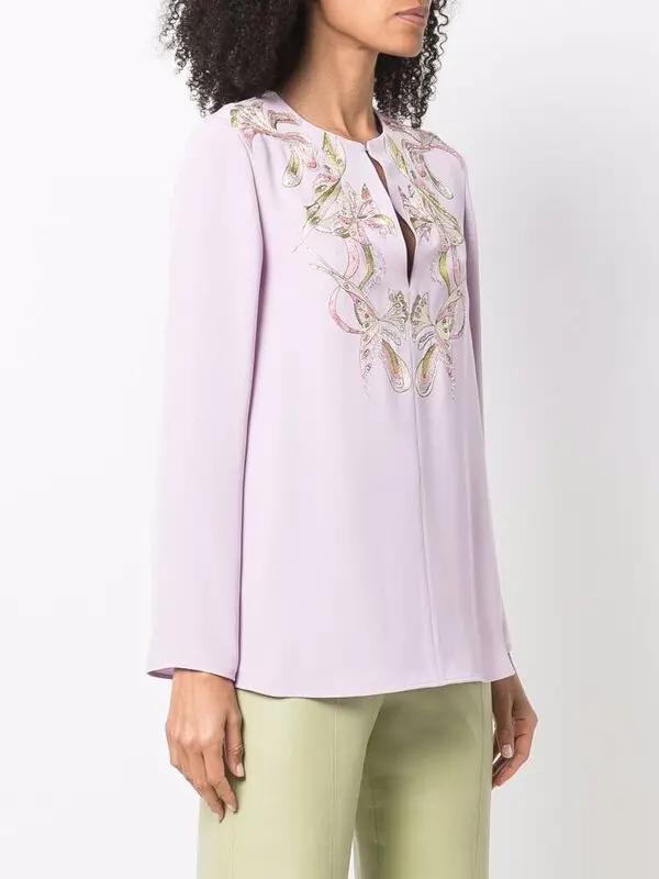 Emilio Pucci Farfalle Embroidered Long-sleeve Top