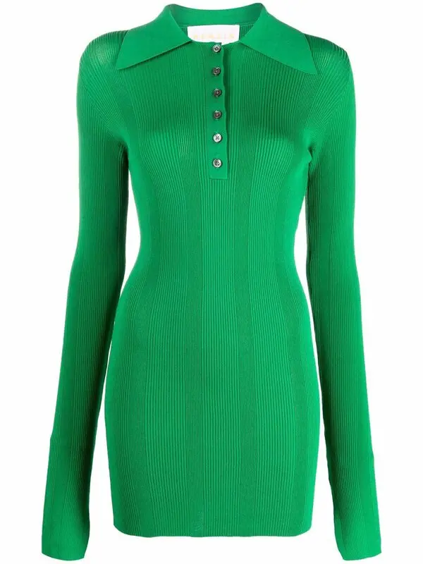 Remain Birger Christensen Ribbed Knit Polo Top