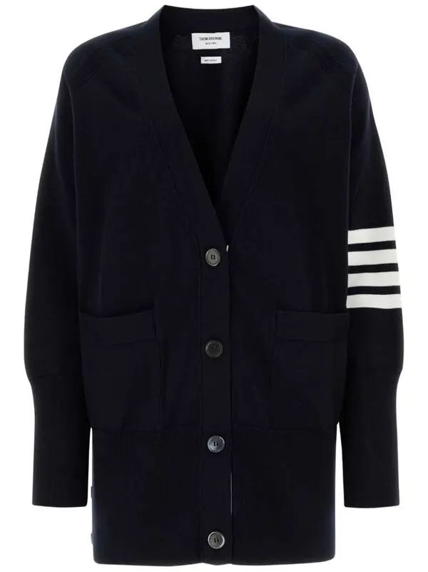 Thom Browne 4-bar Knitted Cardigan - Blue