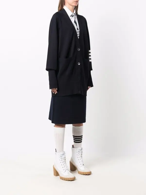 Thom Browne 4-bar Knitted Cardigan - Blue