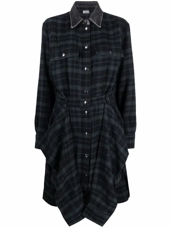 DIESEL® Janice Checked Shirt Dress