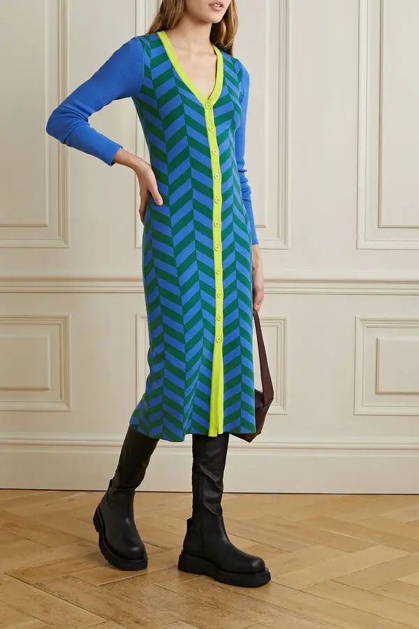 Rhode Regina Jacquard-knit Midi Dress