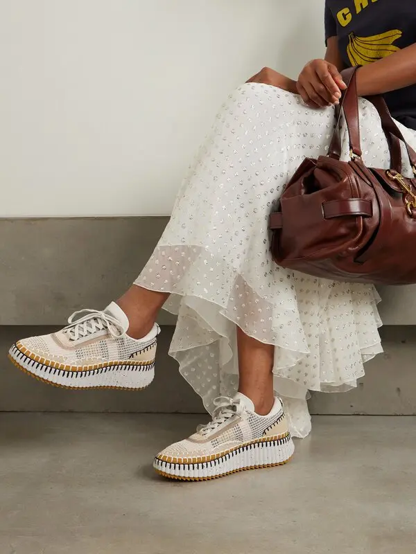 Chloé Nama Embroidered Sneakers - Neutrals