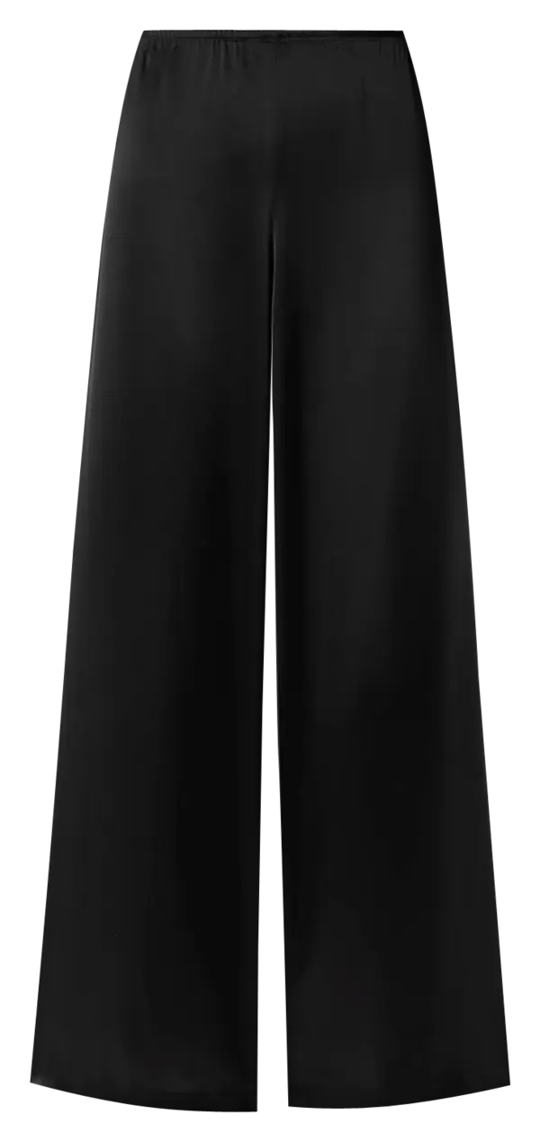 LESET Barb Satin Wide-leg Pants - Black