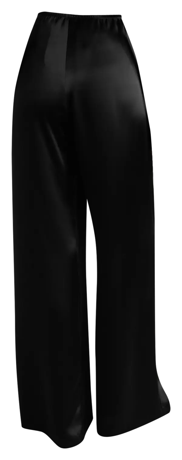LESET Barb Satin Wide-leg Pants - Black