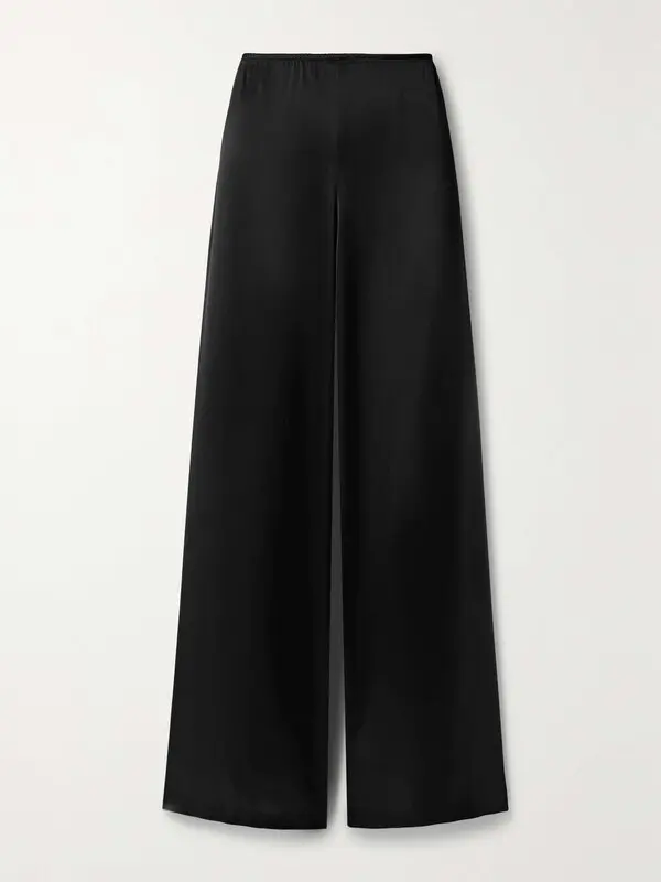 LESET Barb Satin Wide-leg Pants - Black