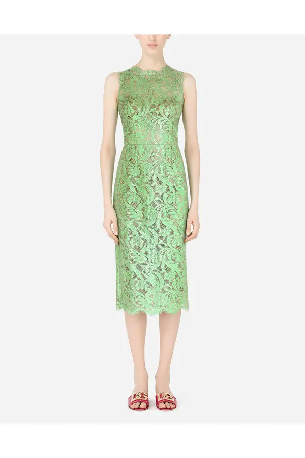 Dolce & Gabbana Laminated Lace Calf-length Dress