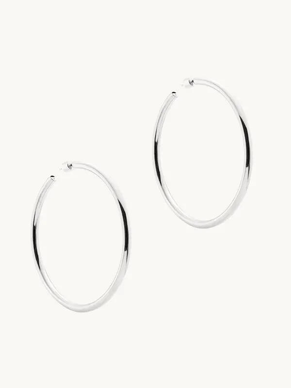 JENNIFER FISHER 2.5" Hoop Earrings - Rhodium Plated Brass With 14kt Gold Post