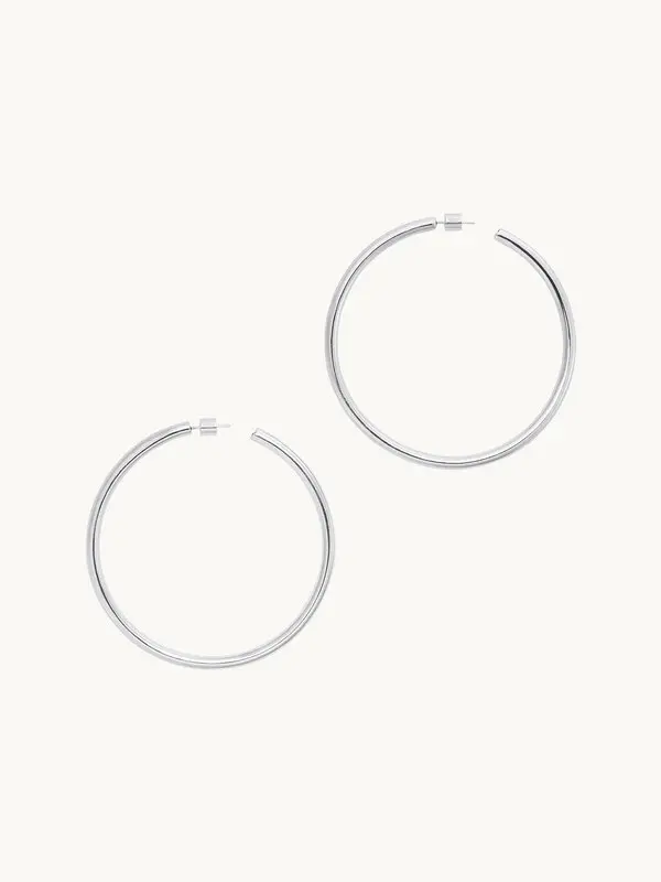 JENNIFER FISHER 2.5" Hoop Earrings - Rhodium Plated Brass With 14kt Gold Post