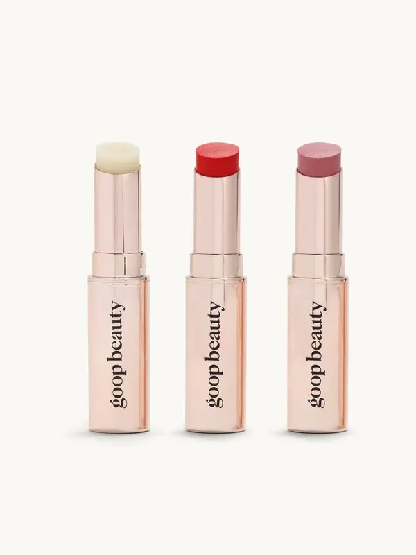 Goop Clean Nourishing Lip Balm Trio - Clear,tomato,peony