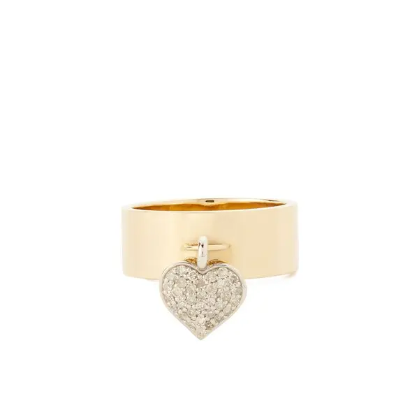 NANCY NEWBERG Heart Charm Diamond Ring - Yellow Gold,white Diamond
