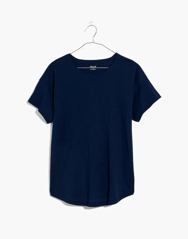Madewell Whisper Cotton Ribbed Crewneck Tee - Dark Nightfall