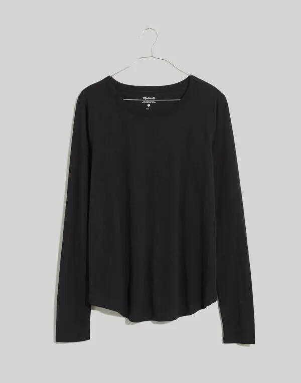 Madewell Whisper Cotton Ribbed Crewneck Long-sleeve T-shirt