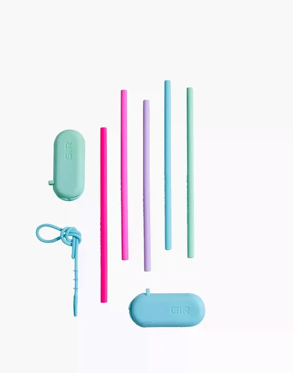 Madewell Gir Five-pack Silicone Standard Straw Set - Pink Multi