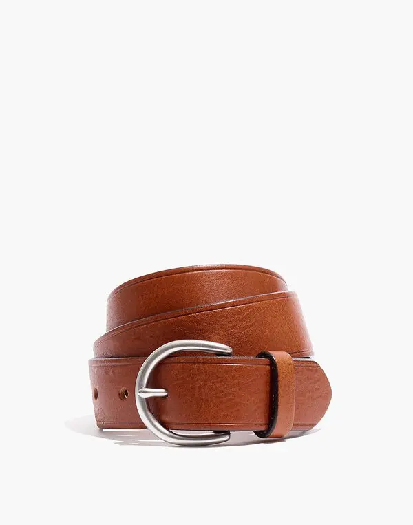 Madewell Medium Perfect Leather Belt - Pecan With Silver