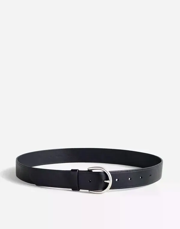 Madewell Medium Perfect Leather Belt - True Black With Silver
