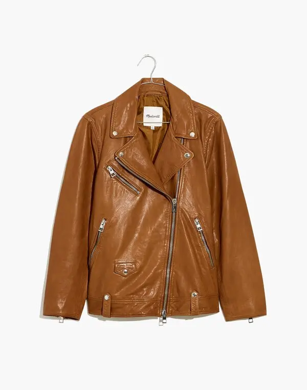 Madewell Washed Leather Motorcycle Jacket - Dried Cedar