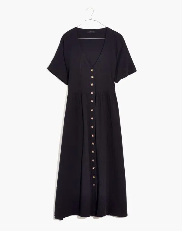 sachin and babi light blue dress Madewell Lightspun Button-Front Midi Dress In True Black - 58% Off