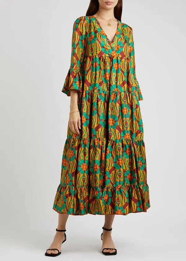 La DoubleJ Jennifer Jane Printed Silk-twill Midi Dress
