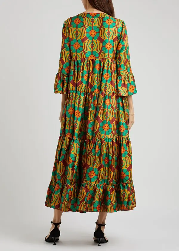 La DoubleJ Jennifer Jane Printed Silk-twill Midi Dress