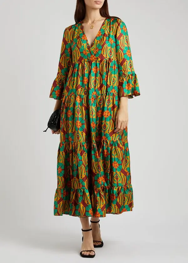 La DoubleJ Jennifer Jane Printed Silk-twill Midi Dress
