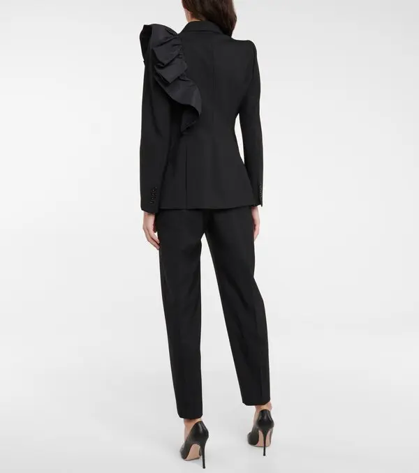 Alexander McQueen Ruffle-trimmed Wool Blazer