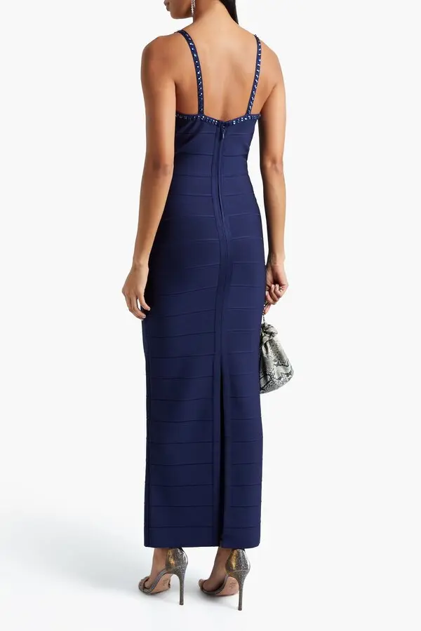 herve leger navy blue bandage dress Leger Bandage Dress Herve Leger Navy Gown Herve Leger Front-Zip Bandage  Dress In Navy Blue Rayon Cellulose