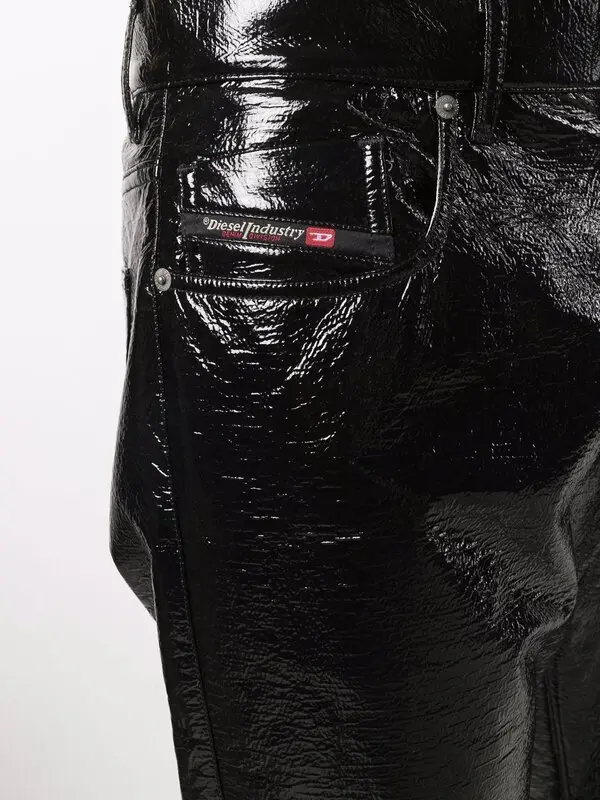 DIESEL® Crinkled-effect Vinyl Straight-leg Trousers