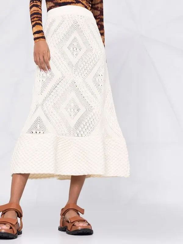 JIL SANDER Open-knit Patterned Midi Skirt