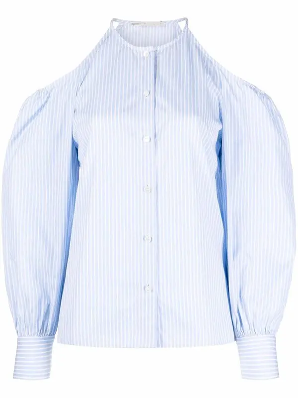 Stella McCartney Striped Cold-shoulder Blouse