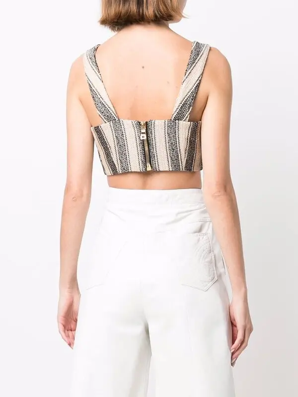 Balmain Striped Cropped Top