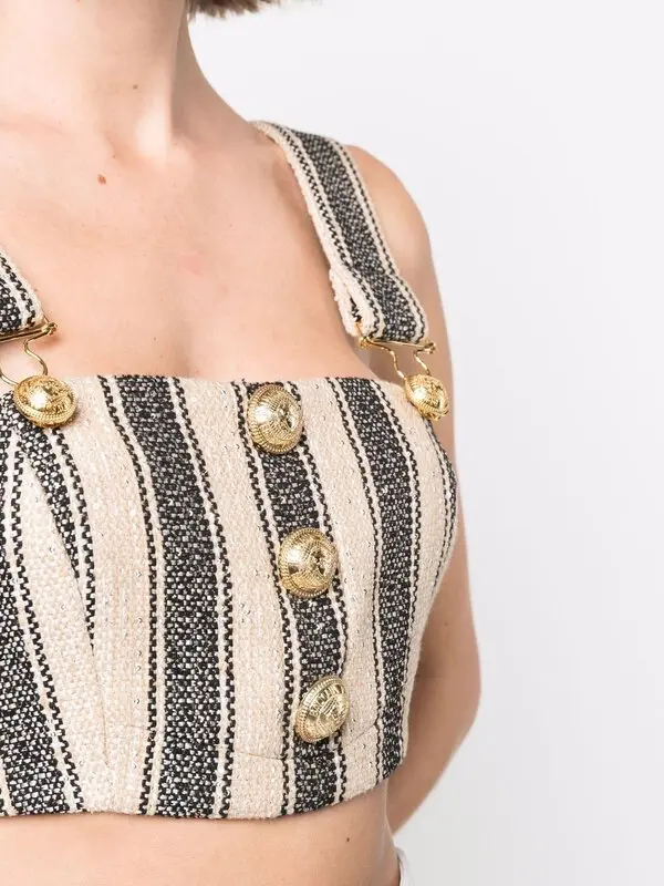 Balmain Striped Cropped Top