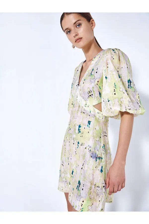 knee length dresses for ladies 100% Linen A-Line Midi Dress VALENCIA – LINTICO main image 1