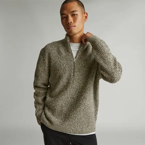 Everlane Felted Merino Half-Zip Sweater Seafoam Green/Kambaba