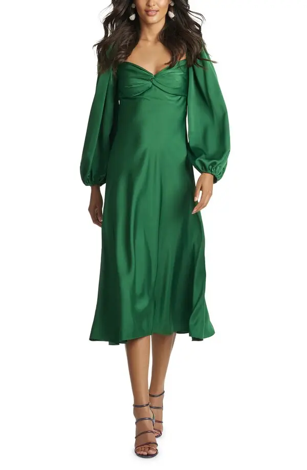 sachin & babi satin midi dress Sachin & Babi Melody Ruched-Bust Satin Midi Dress