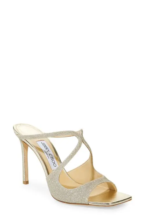 JIMMY CHOO Anise Glitter Strappy Sandals