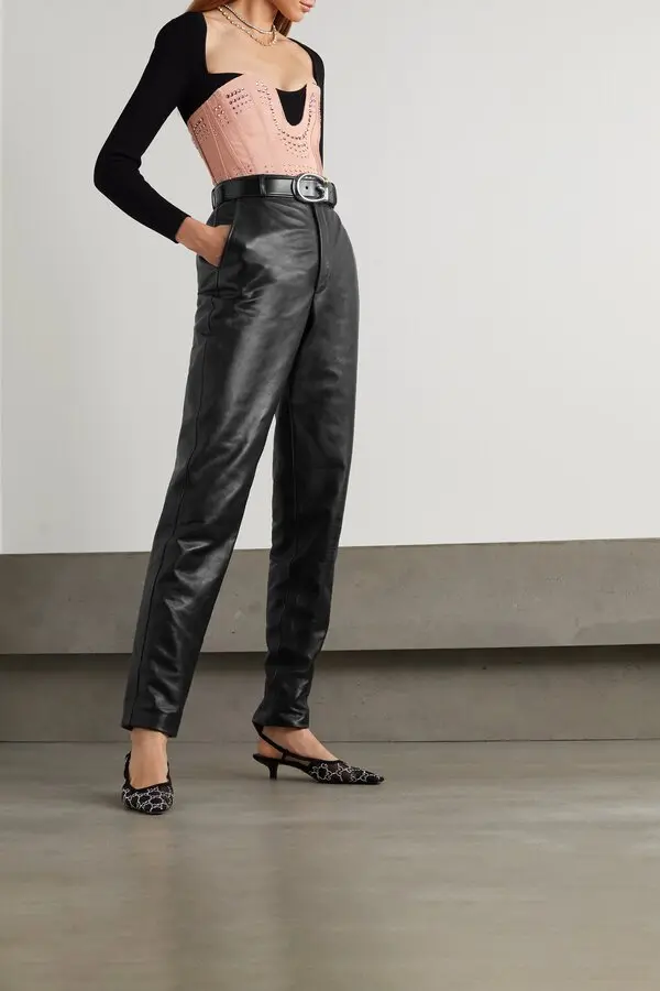 Gucci Aria Leather Tapered Pants
