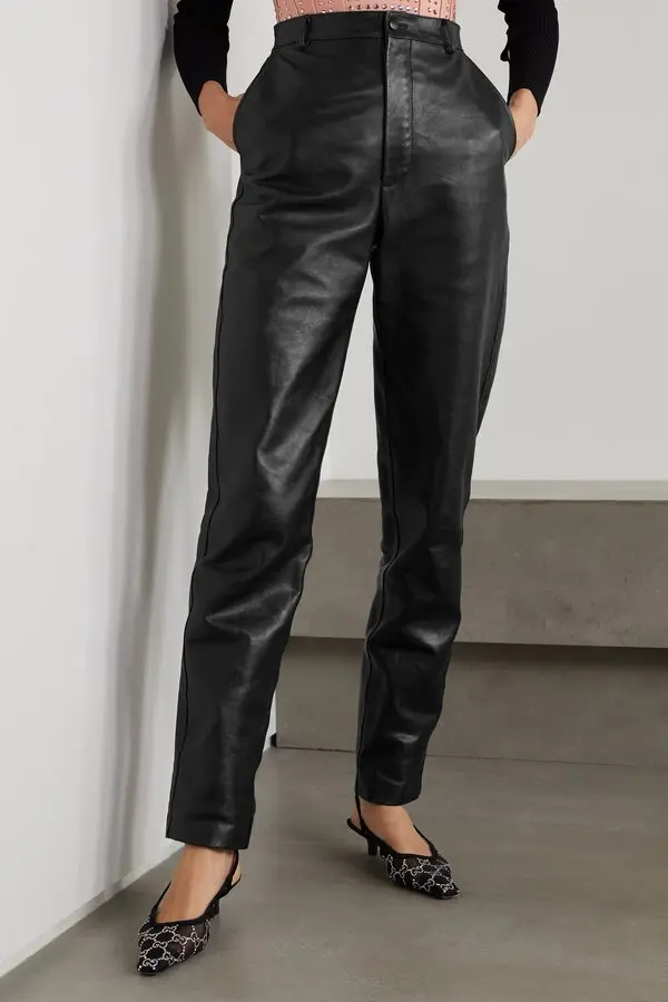 Gucci Aria Leather Tapered Pants