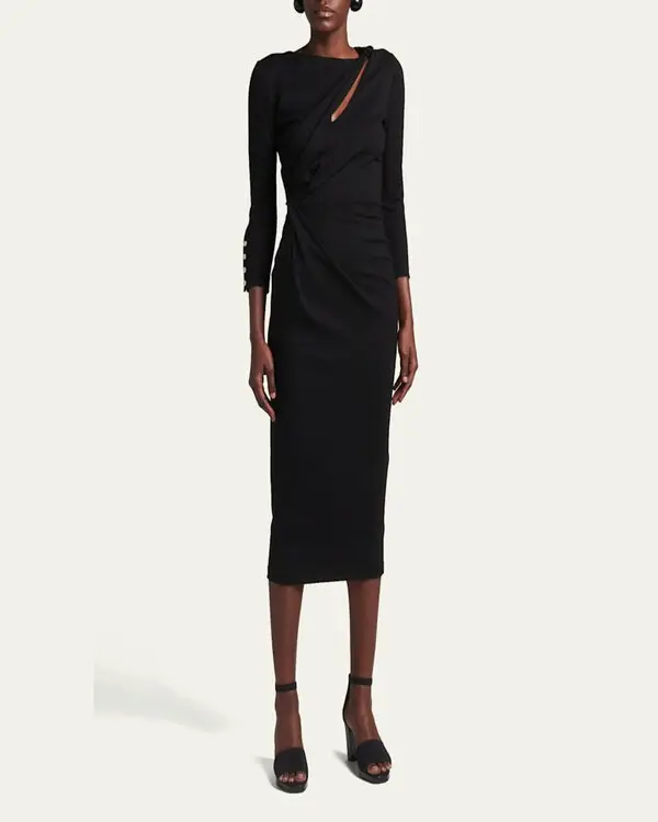 Giorgio Armani Asymmetric Keyhole Midi Dress