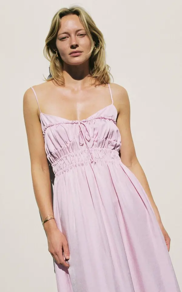 open lace back dress Giselle Pink Taffeta Maxi Dress