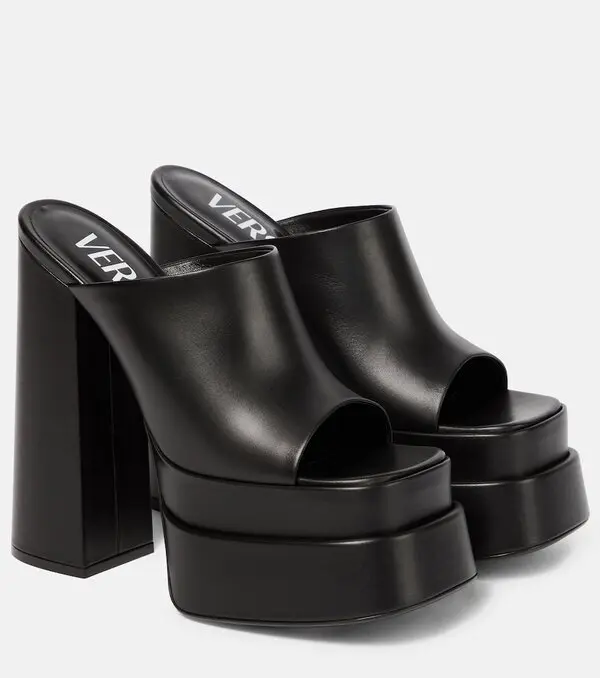 Versace Leather Platform Sandals - Black