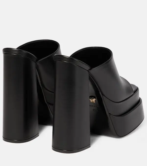Versace Leather Platform Sandals - Black