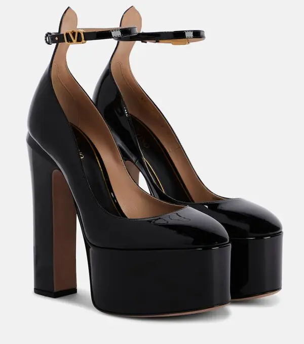 Valentino Garavani Tan-go 155 Leather Platform Pumps - Black